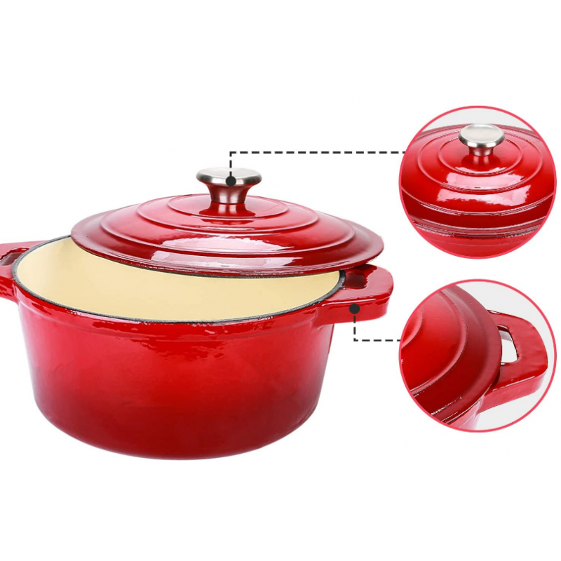Olla de hierro fundido roja Lunaway