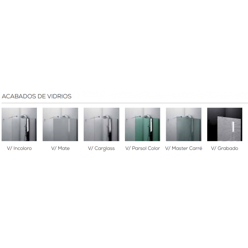 KABUL Mate/Carglass/Azul/Verde/Gris 6 mm FRONTAL 1 hoja fija MAMPARA