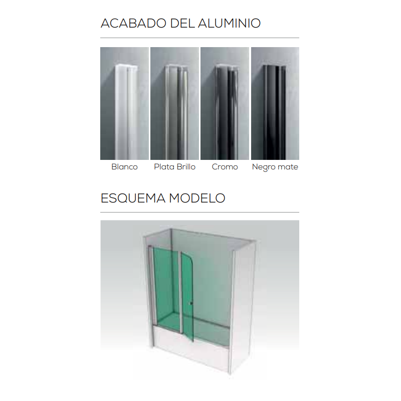 GRETA Vidrio Mate/Carglass/Azul/Verde/Gris/Bronce Frontal Mampara